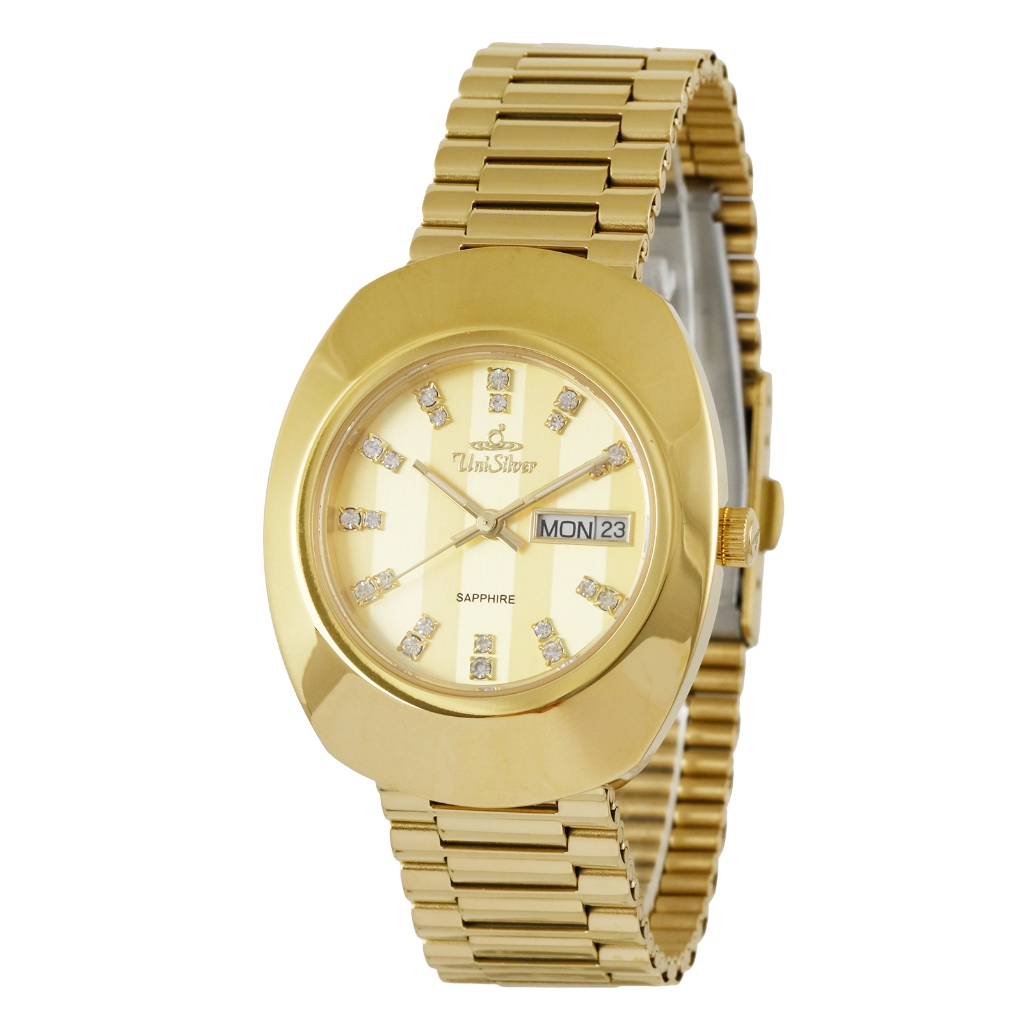 UniSilver TIME Men's Gold Sapphire Analog Stainless steel watch KW5104 ...