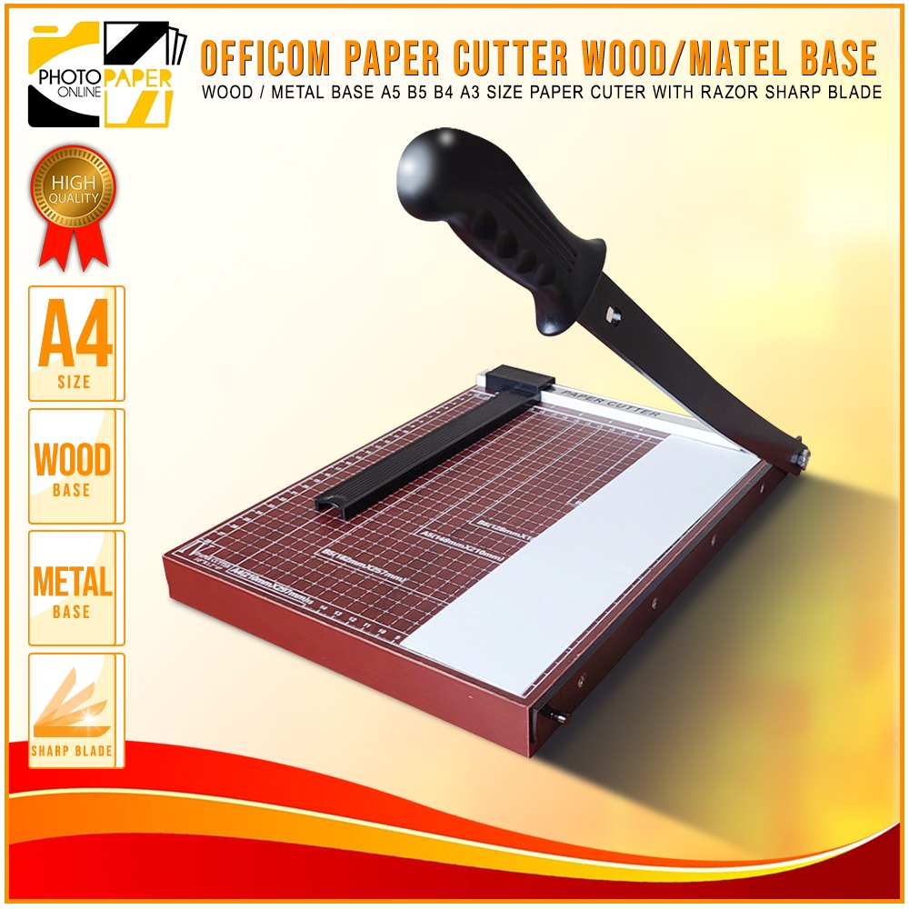 Officom Heavy Duty A4 Paper Cutter Board Wood & Metal Base Professional ...