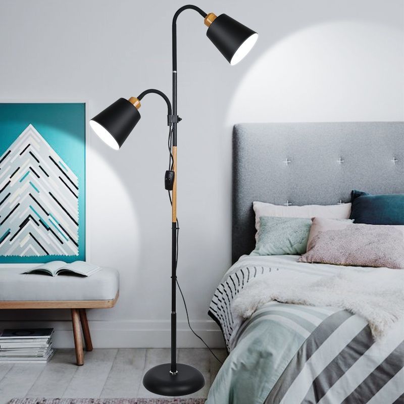 LED Nordic double head floor lamp Bedroom Bedside lamp Living Room ...