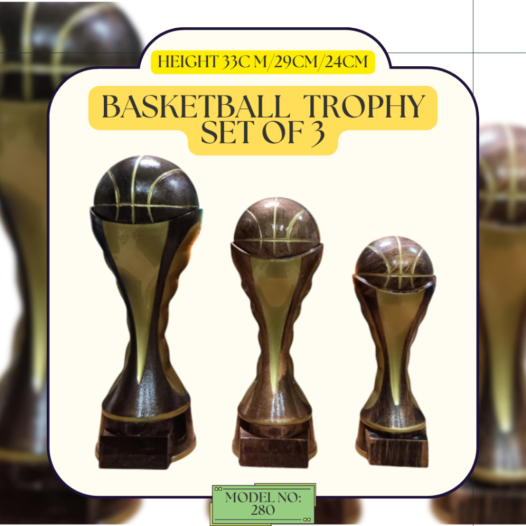 Universal Basketball Two-Tone Trophy Set Of 3 Height 33cm/29cm/24cm ...