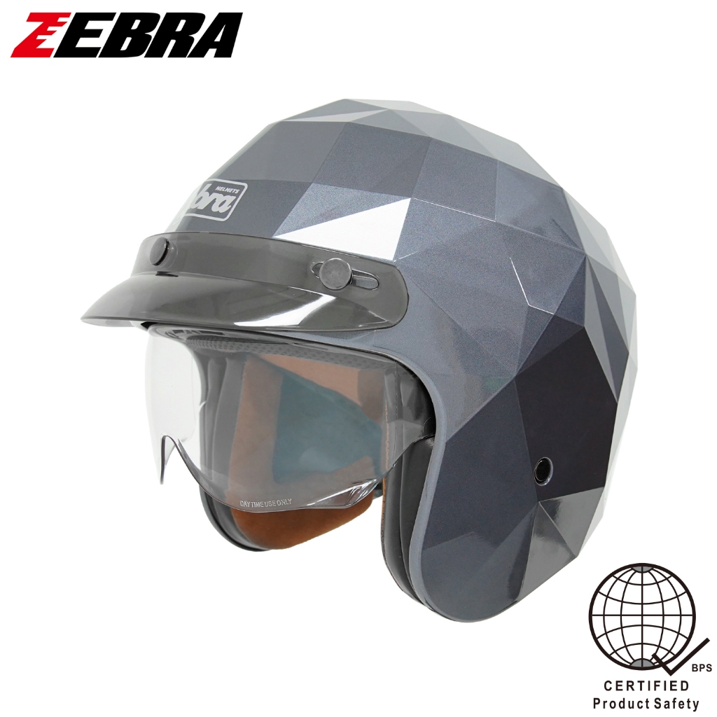 ZEBRA 715 Diamond Half Face Single Visor Motorcycle Helmet | Shopee ...
