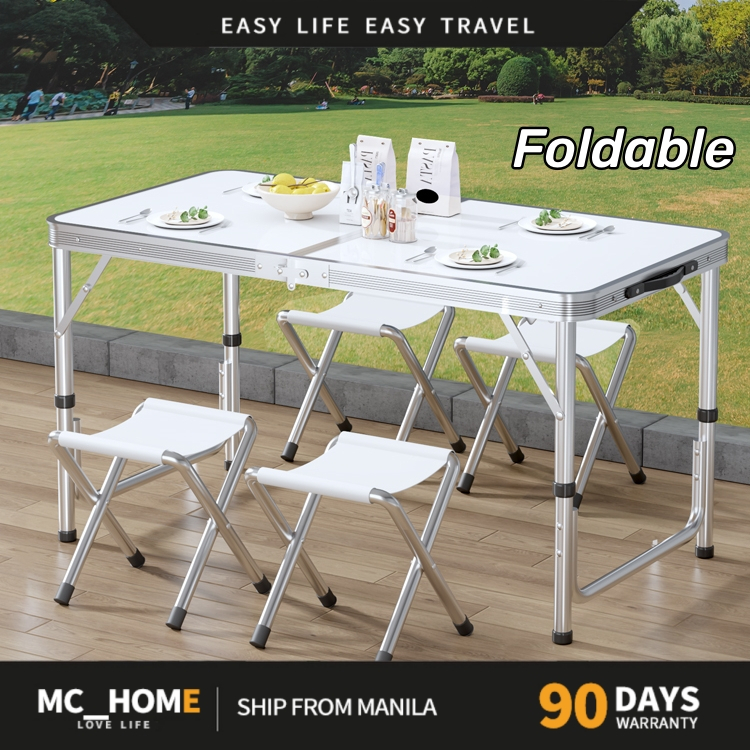 MC Outdoor Foldable Table Height-Adjustable Portable Folding Table with ...