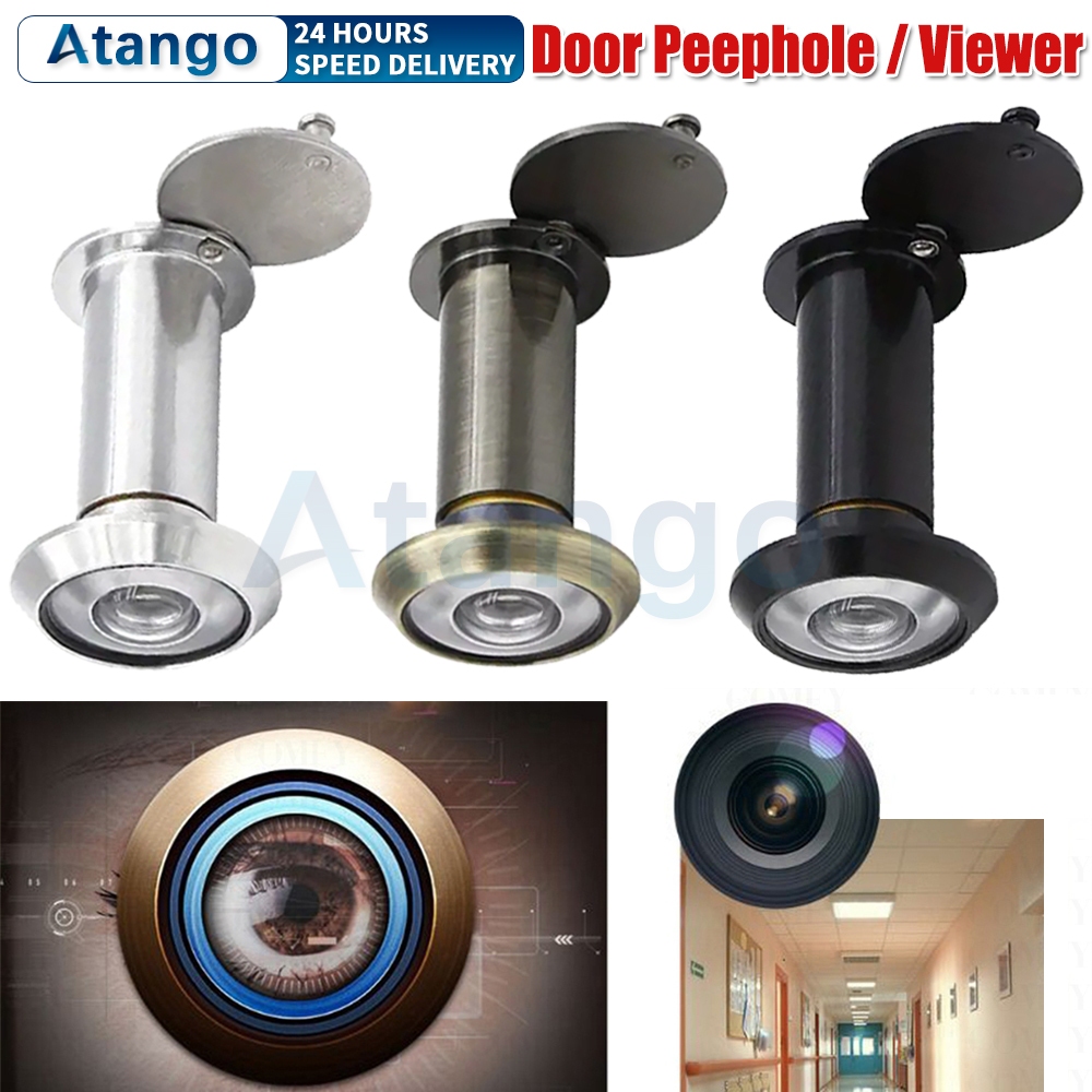 200 Degree Viewing Door Peephole Peek Viewer Security Adjustable Black ...