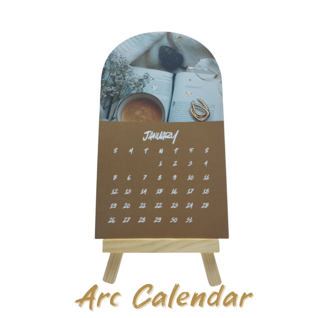 2025 New Arc Calendar with Bamboo Stand - Desk Calendar New Year ...