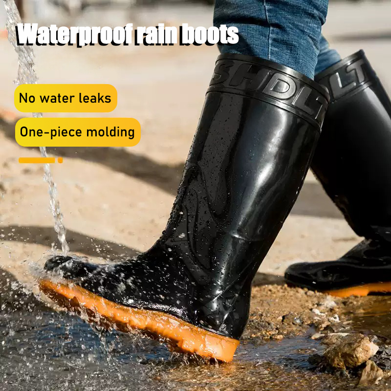 Rain boots Waterproof shoes Beef tendon bottom light damping Non-slip ...