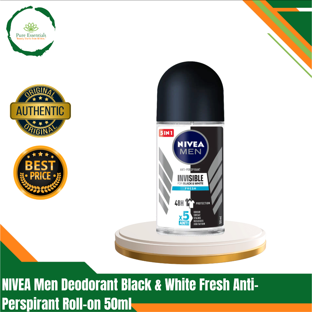 NIVEA Men Deodorant Black & White Fresh Anti-Perspirant Roll-on 50ml | Shopee Philippines