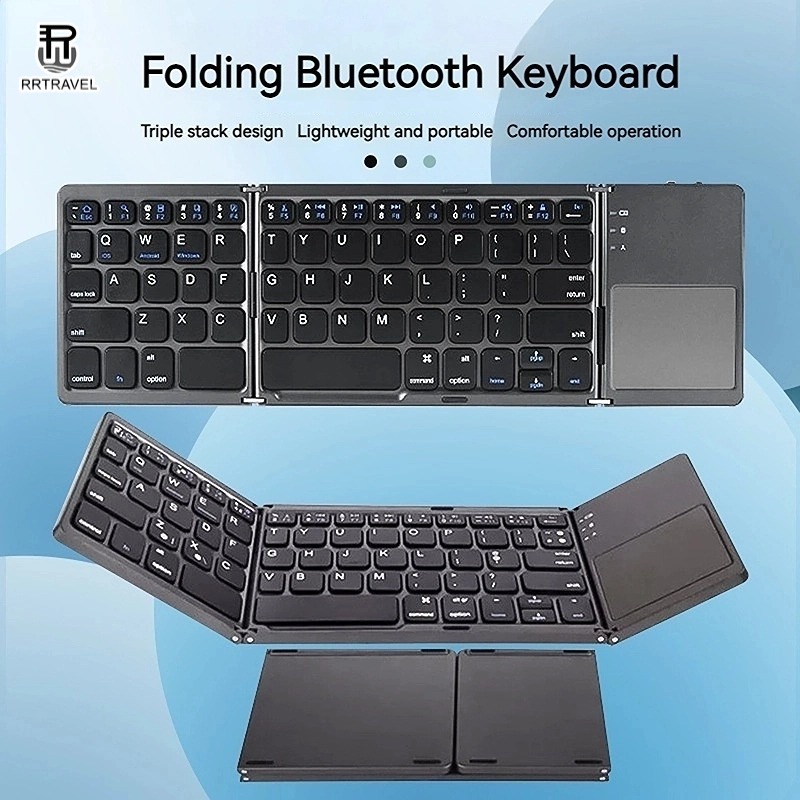 B033 Mini Folding Keyboard Bluetooth Foldable Wireless Keypad Touchpad ...