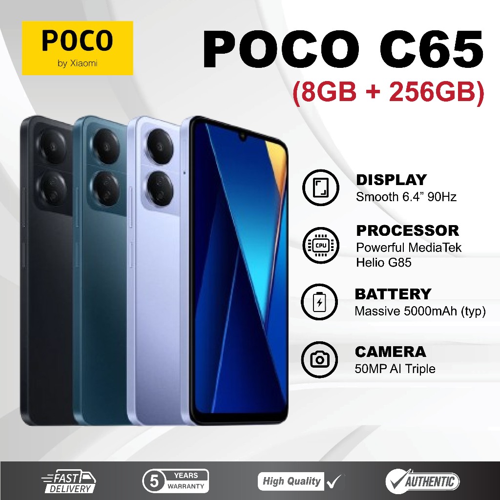 POCO C65 (8+256GB) | Helio G85 Gaming Chip | 50MP AI Cam | 90Hz Display | Fast Delivery | Shopee ...