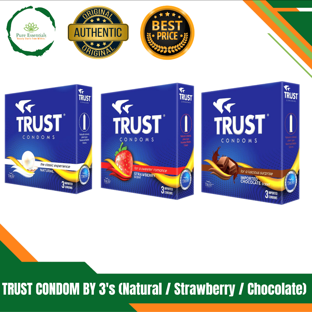 TRUST CONDOM BY 3's (NATURAL / STRAWBERRY / CHOCOLATE) | Shopee Philippines