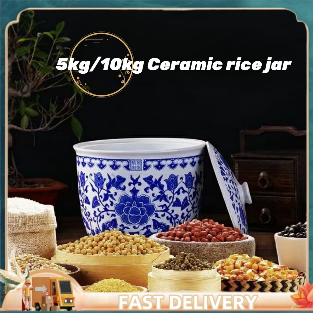5kg 10kg rice storage container rice urn ceramic rice dispenser temple ...
