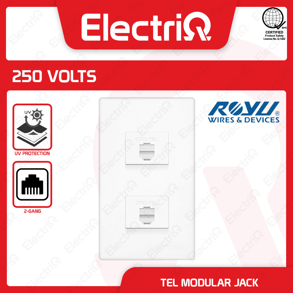 Electriq l Royu WD 2-Gang Telephone Modular Jack WD213 | Shopee Philippines