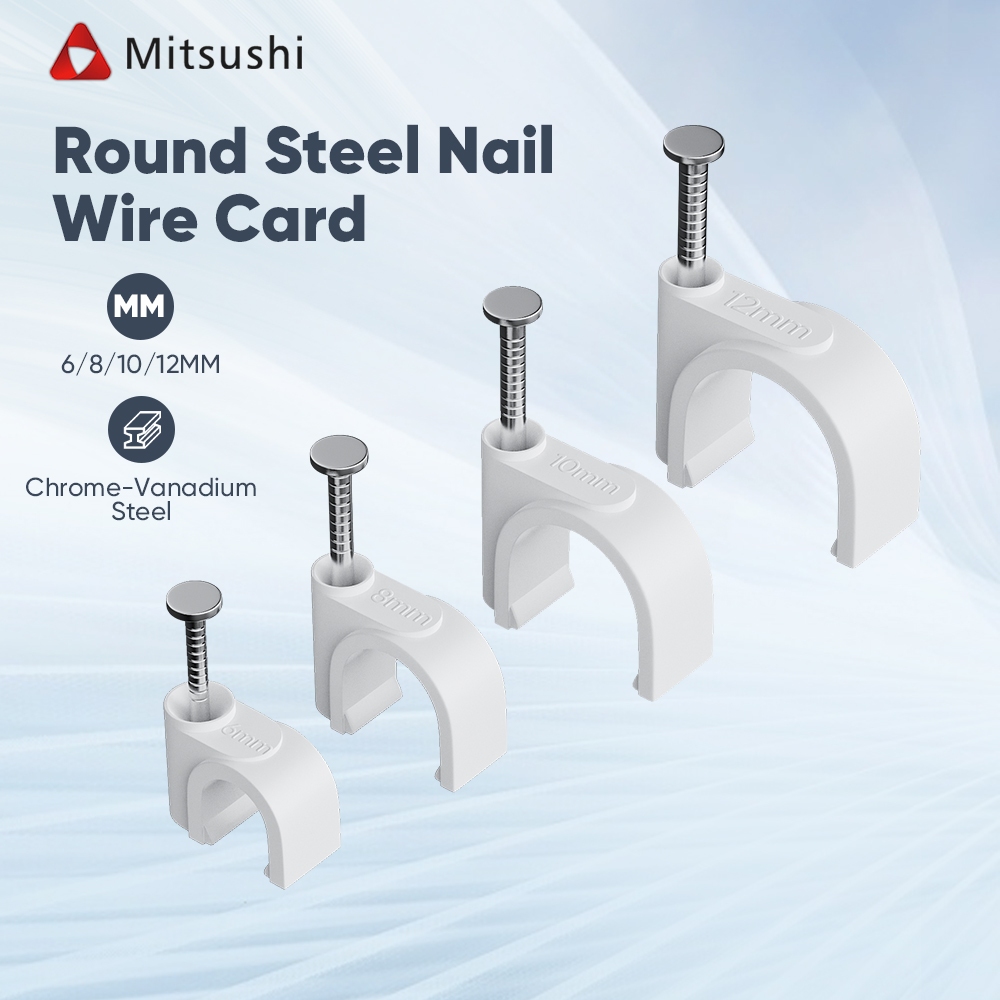 Mitsushi Steel nail wire clip 6-12mm square circular plastic telephone ...