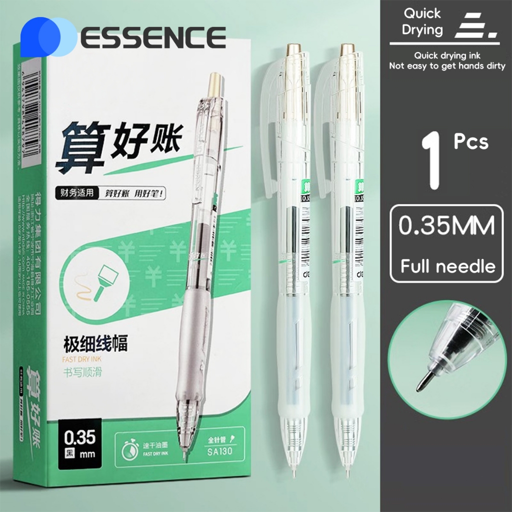 Deli SA130 Ballpen 0.35mm Press Gel Pen Quick-Drying Black Writing Pen ...