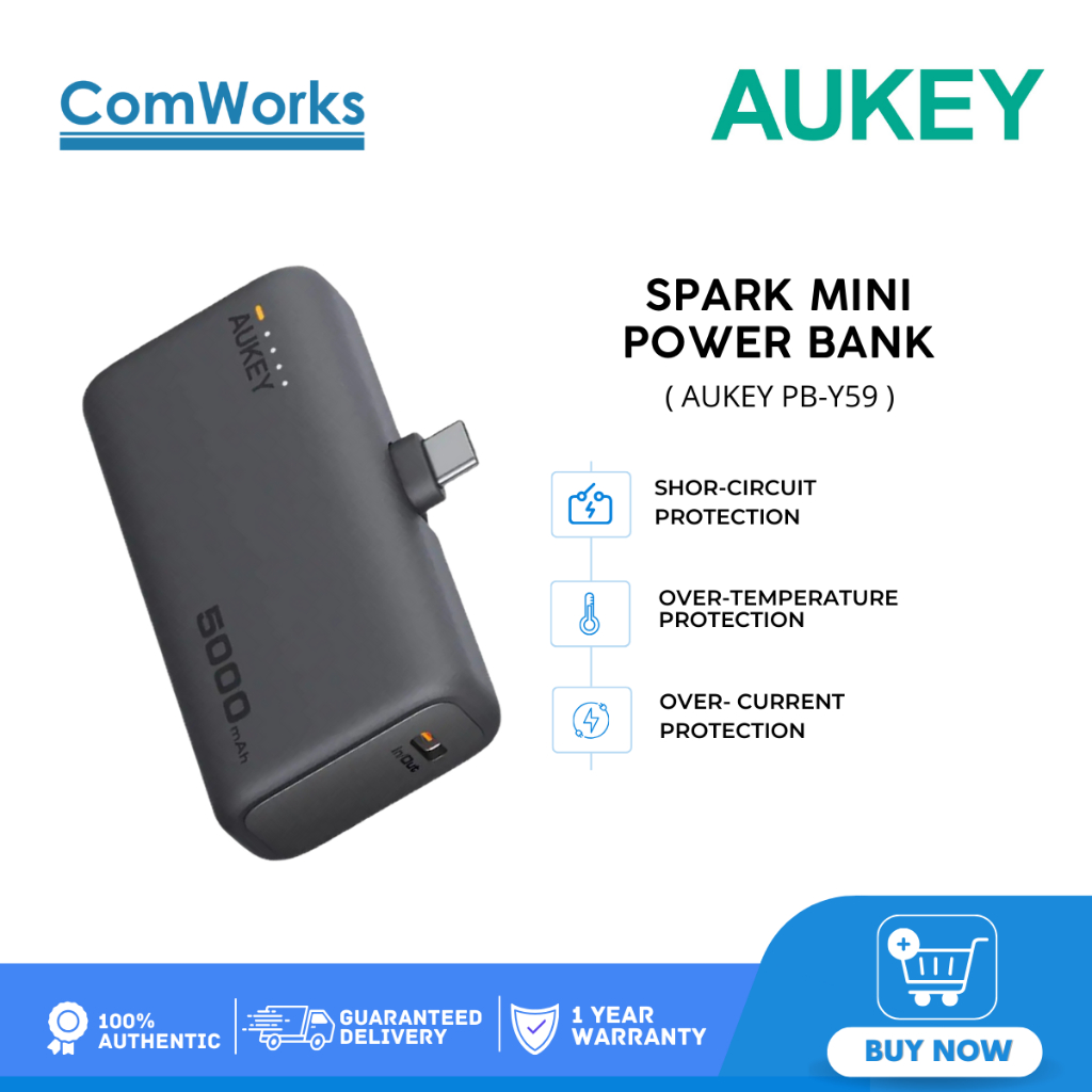 ComWorks | AUKEY PB-Y59 Spark Mini 22.5W 5K PBank With Built-in USB C ...