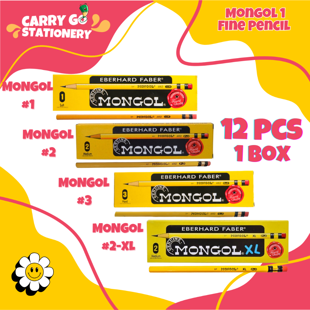 12 PCS Carry Go Mongol Pencil #1, #2, #3, XL – Original High-Quality ...