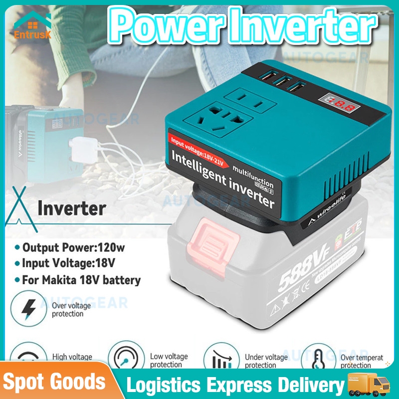 【COD】 Cordless 120W Power Inverter DC 18V To 220V for Home Application ...