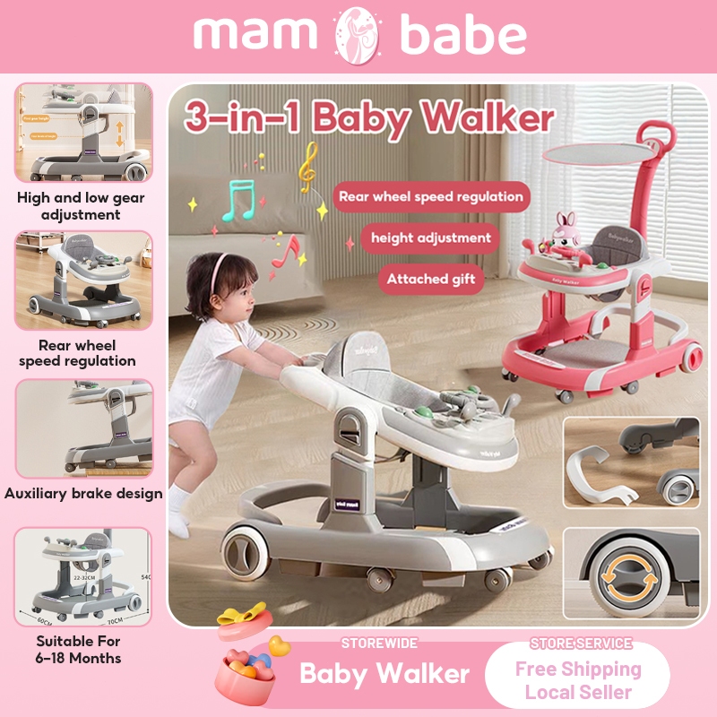 Foldable Baby Walker 3 in 1 Anti-rollover Walker With Music Suitable ...