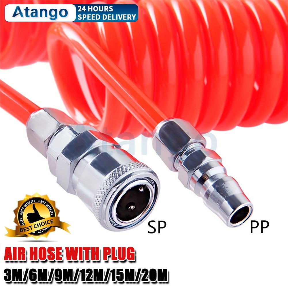 Air Compressor Hose Tube 3/6/9/12/15/20M Pneumatic Hose Spring Air Pipe ...