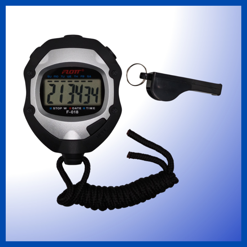 Flott Digital LCD Stopwatch Chronograph Timer Counter w/ Whistle 12/24 ...