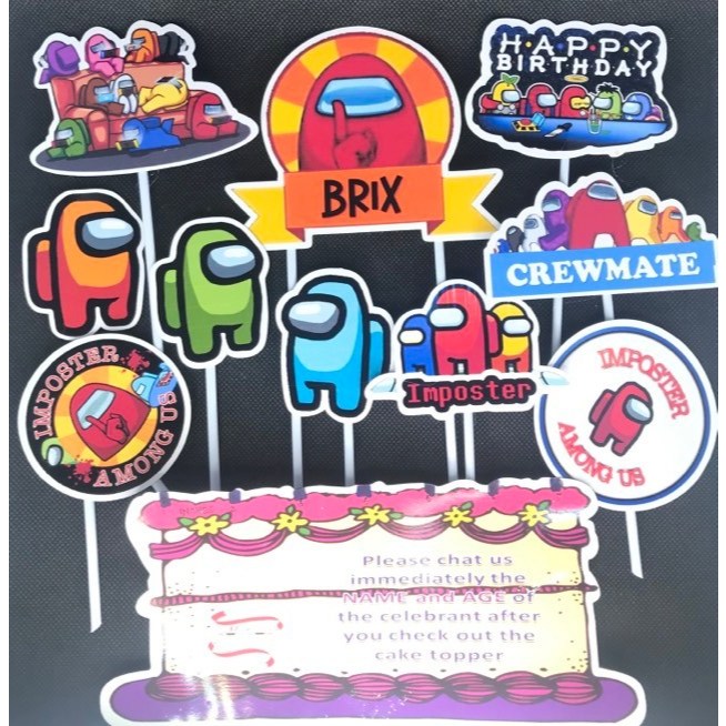 Among Us Design Cake Topper with personalized name and age. | Shopee ...
