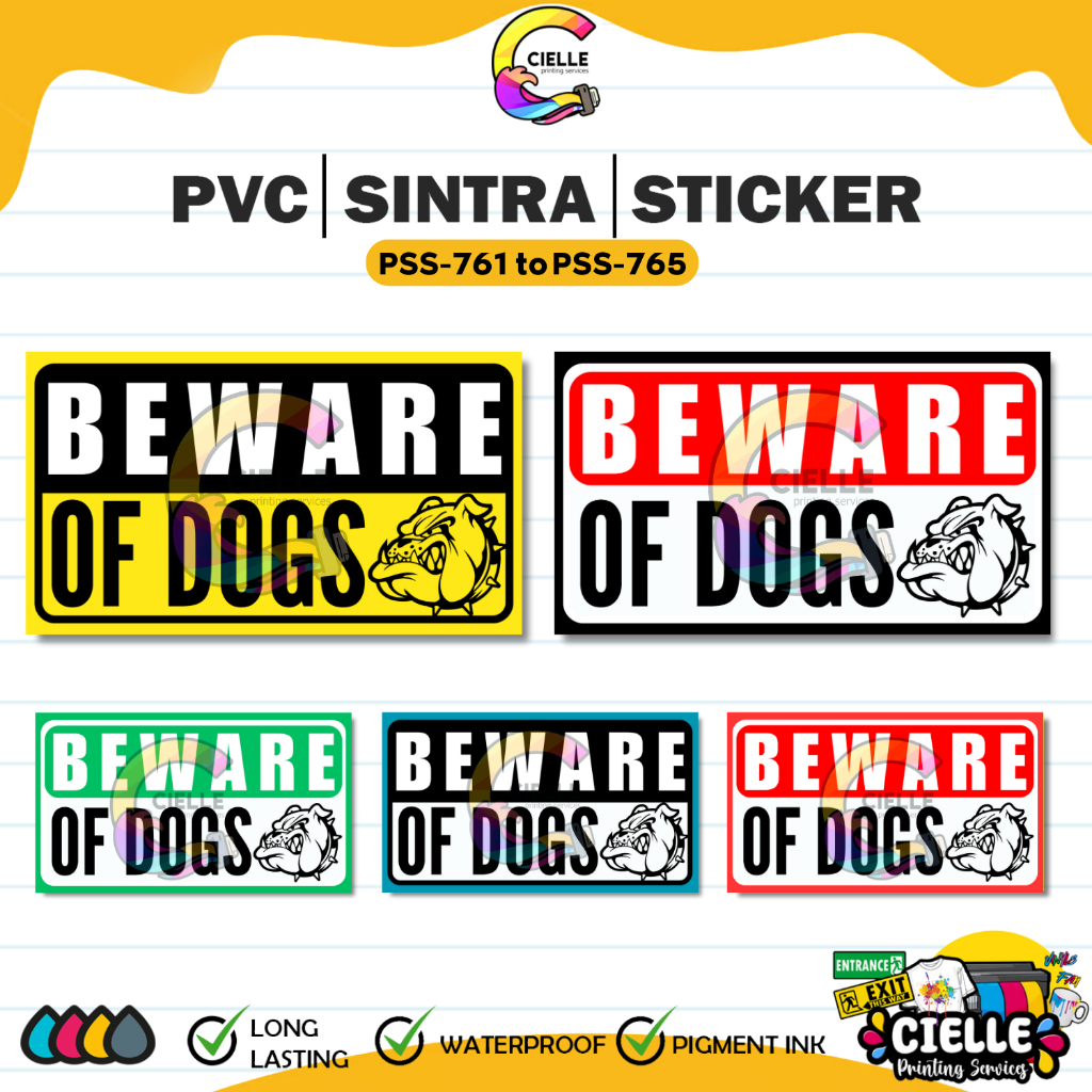 PVC │ SINTRA │ STICKER SIGNAGES (PSS-761 to PSS-765) - BEWARE OF DOGS ...