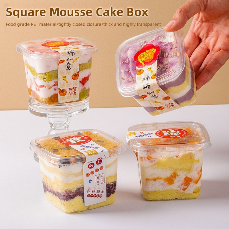 LF Cake Box Disposable Mousse Dessert Box Acrylic Transparent Dessert ...
