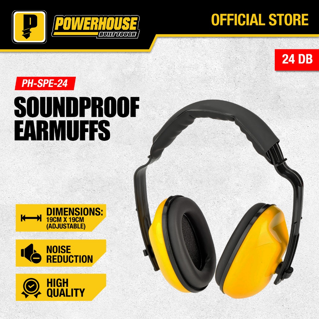 Powerhouse Soundproof Earmuffs 24dB Hearing Sound Protector Noise ...