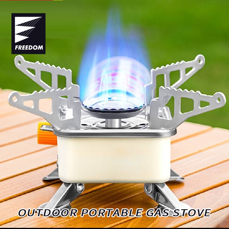 Folding Mini Gas Stove White Camping Stove Powered Portable Card Type ...
