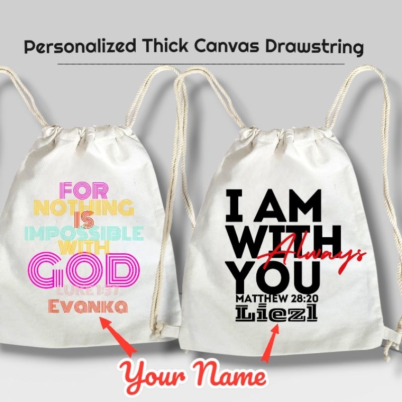 Personalized Thick Canvas Drawstring Bag 16 x 13 inches Bible Verse ...