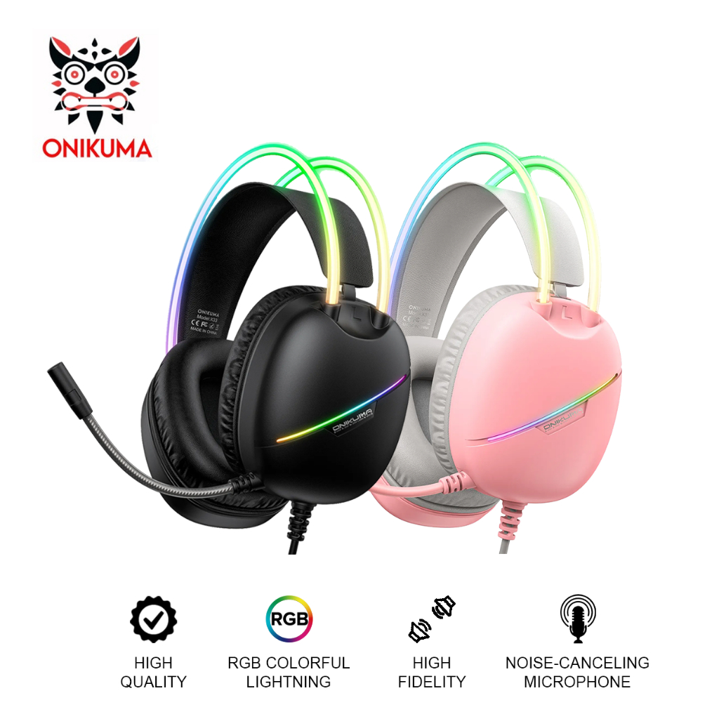 Onikuma X33 RGB Wired Over-ear Gaming Headset with RGB Lighting Noise ...