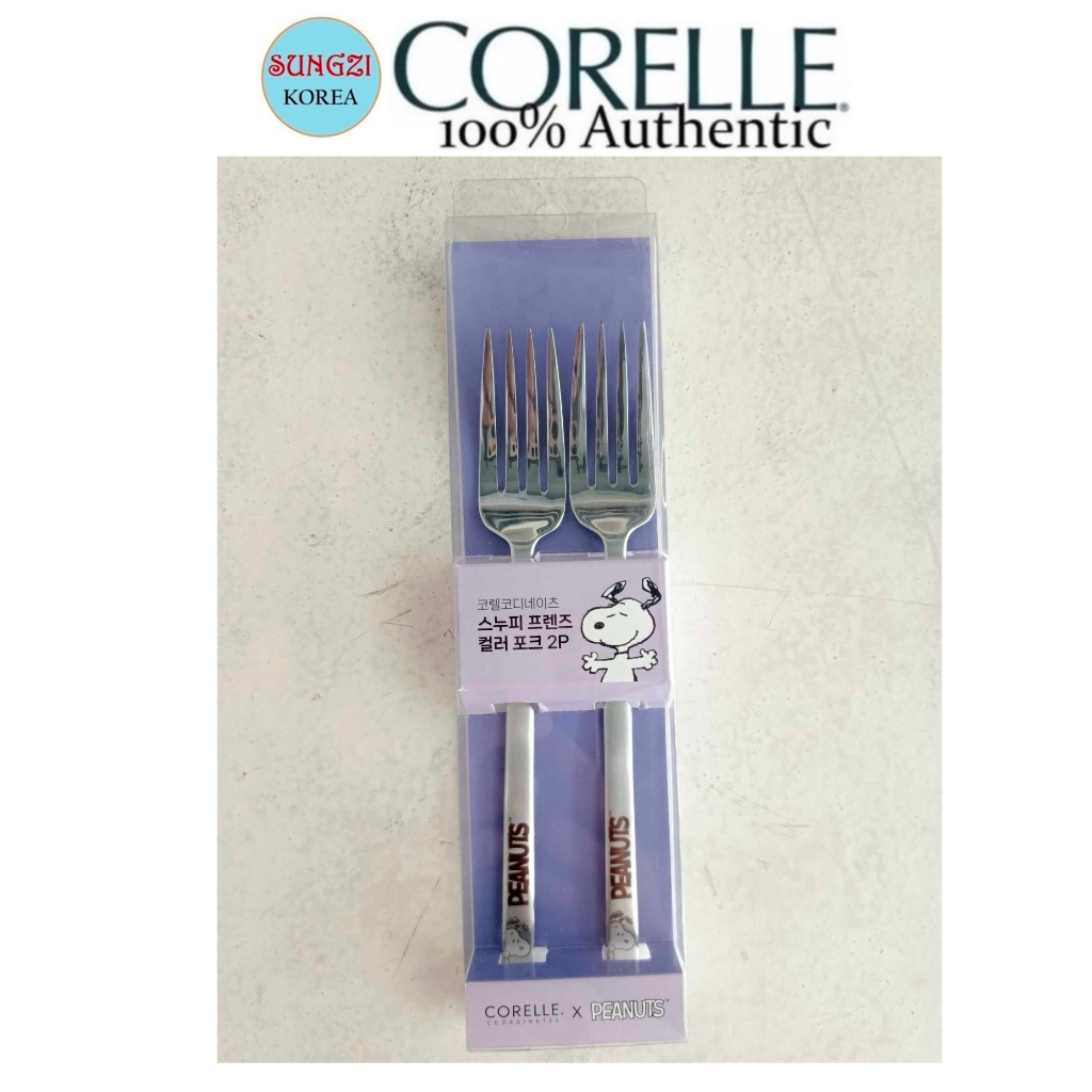 CORELLE Coordinates X Peanuts Dinner Fork 2 Piece Set Snoopy Friends ...