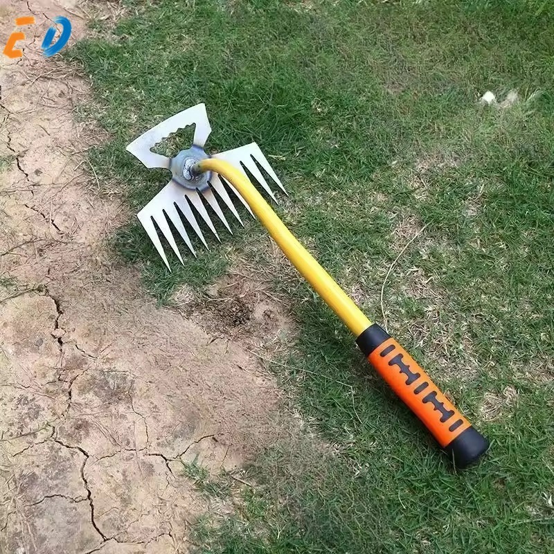 Gardening Hoe Weeding Rake Steel Farm Tool Grasping Raking Loosen Soil ...