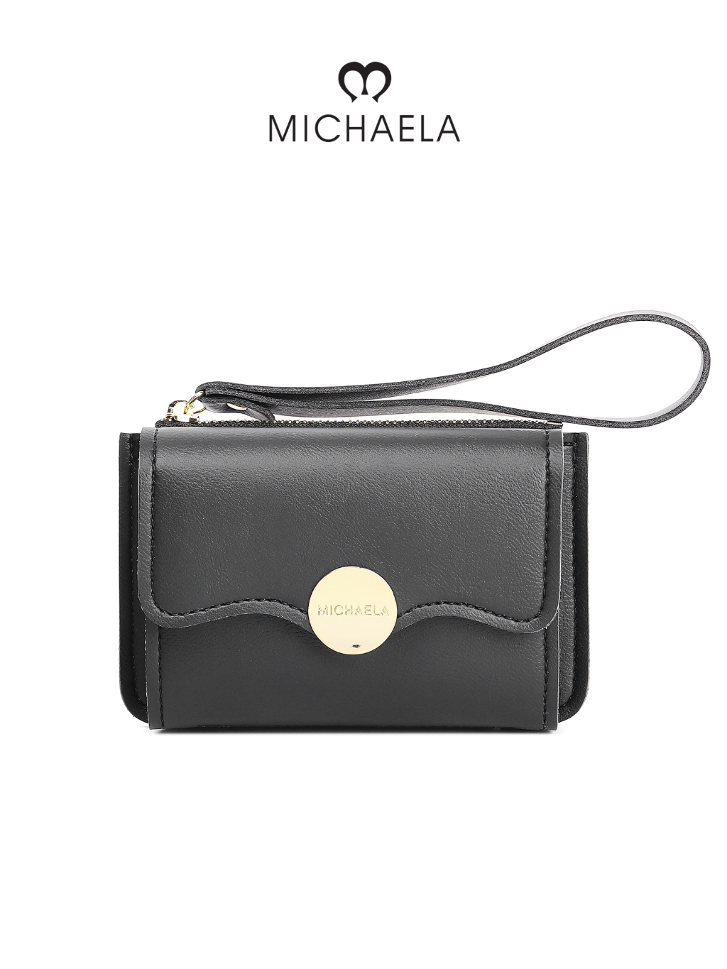 MICHAELA Metallic Accent Short Wallet with Wristlet 28 Card Slots for ...