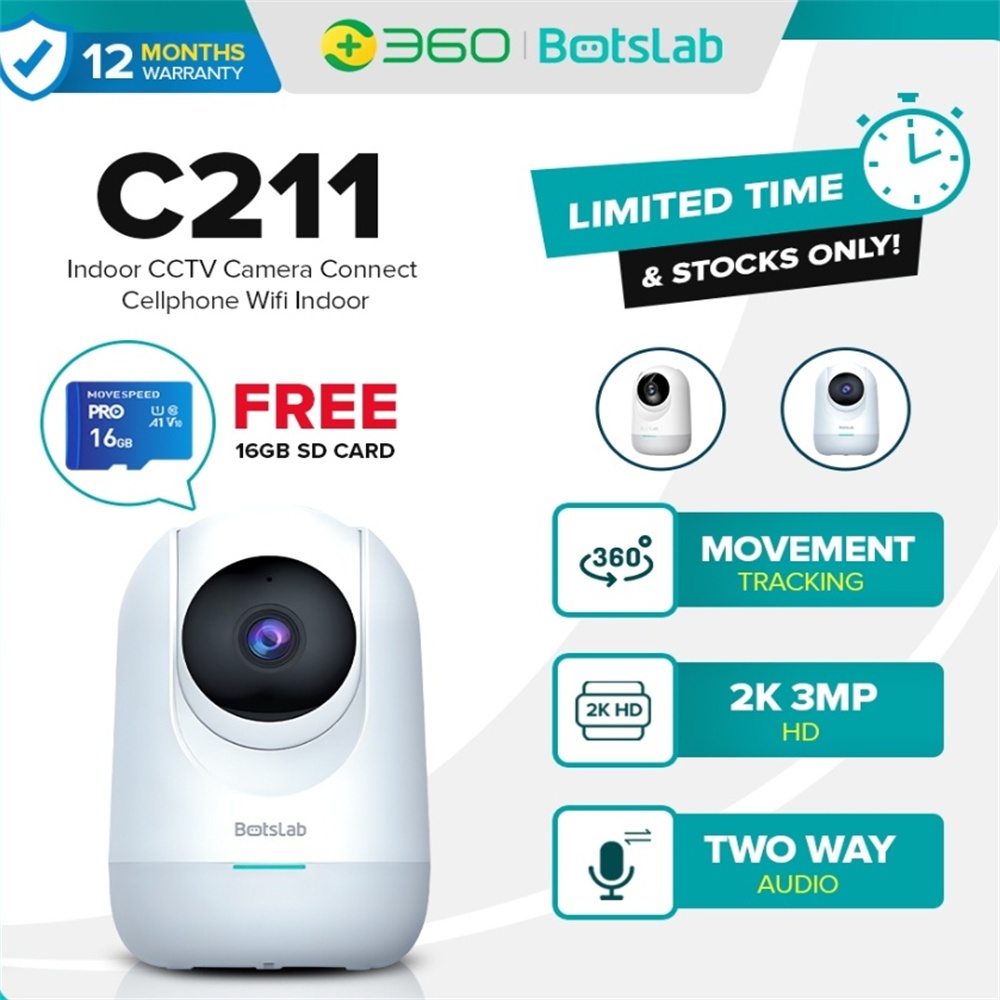 Botslab C211 2K 3MP Indoor CCTV Camera With Mic And Speaker IP Security ...