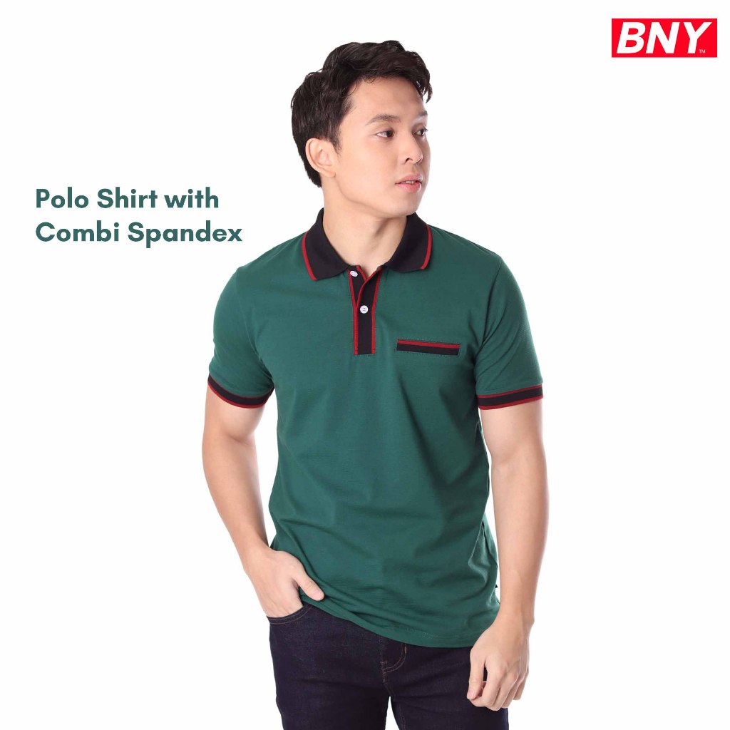 BNY Men's Stretch Polo Shirt With Tipping Spandex (032) | Shopee ...