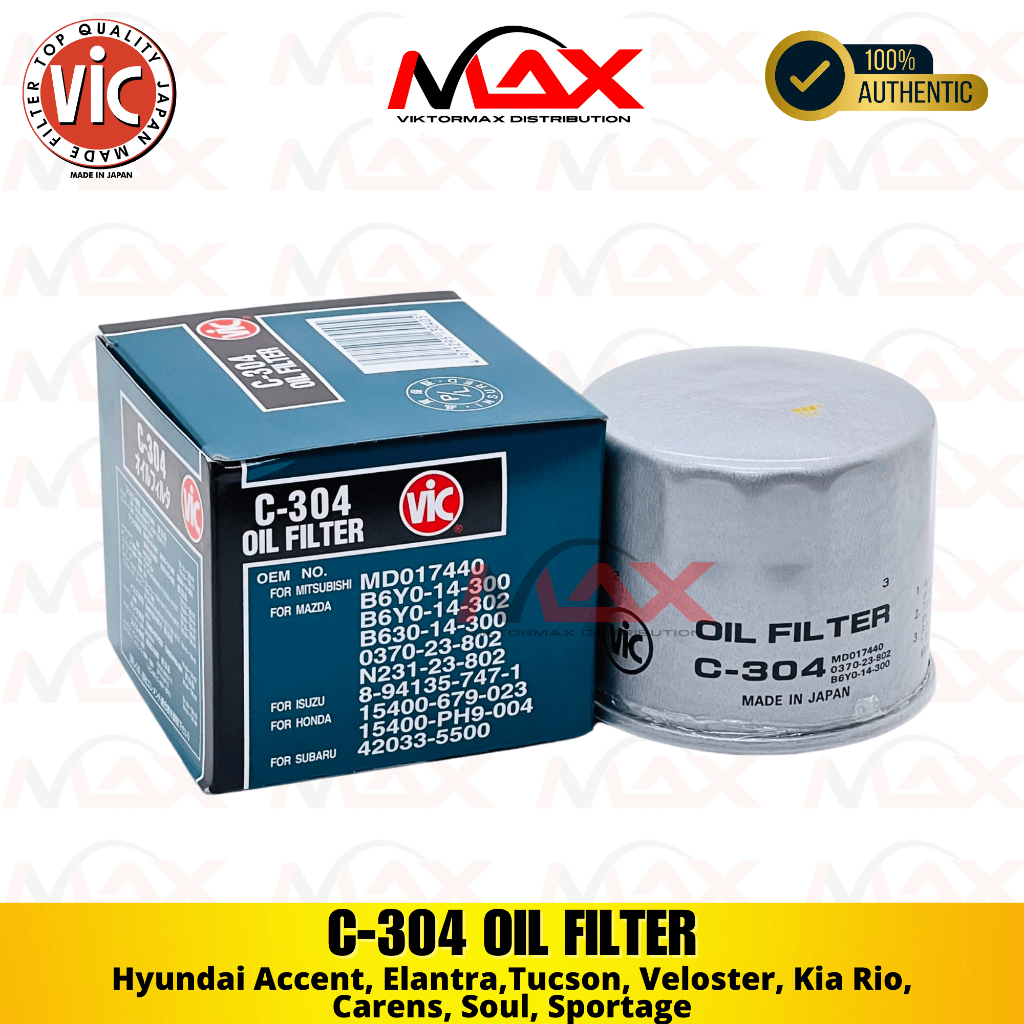 C-304 Vic Oil Filter For Hyundai Accent, Elantra,Tucson, Veloster, Kia ...