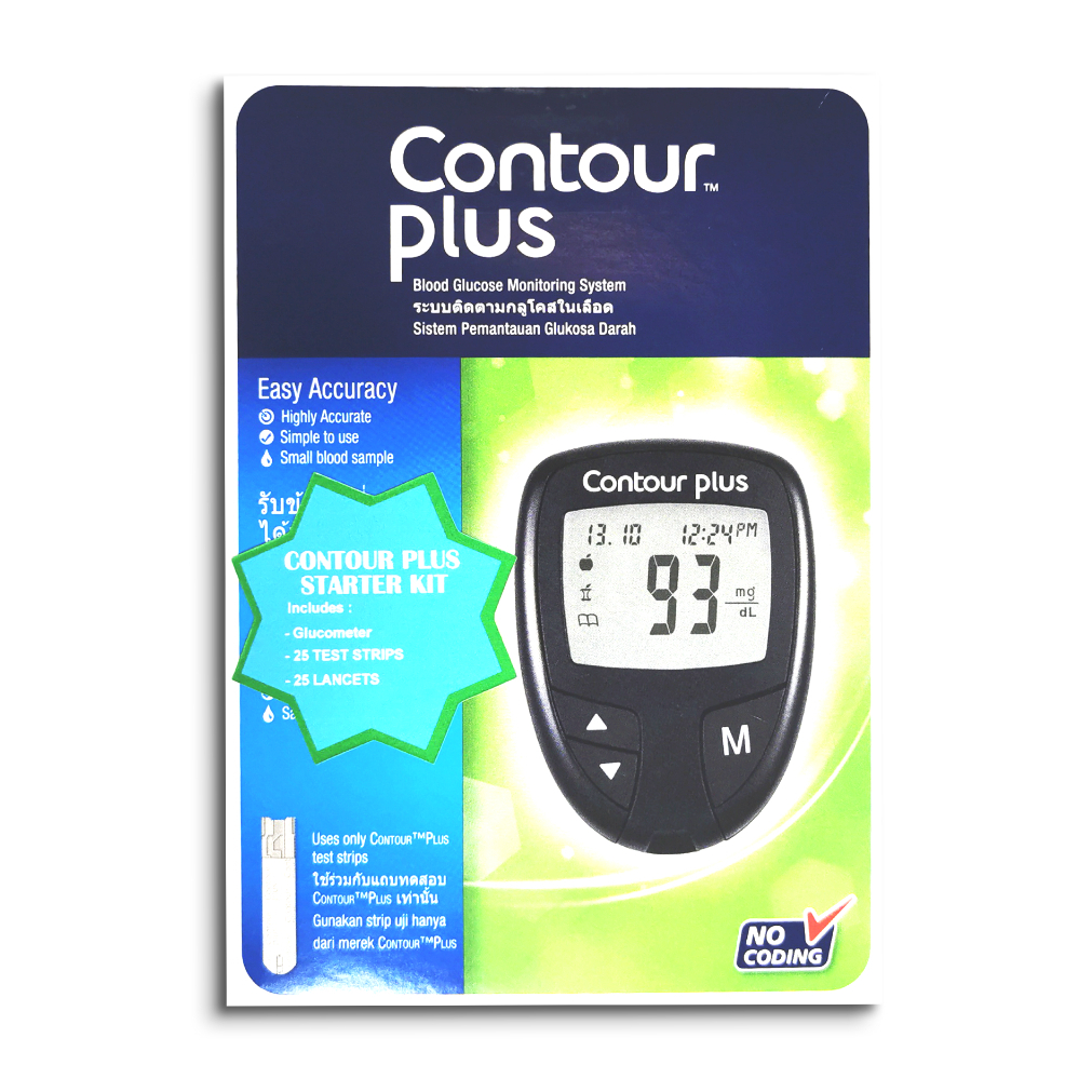 Contour Plus Starter Kit (Meter, Strips 25s, & Lancets 25s) | Shopee ...