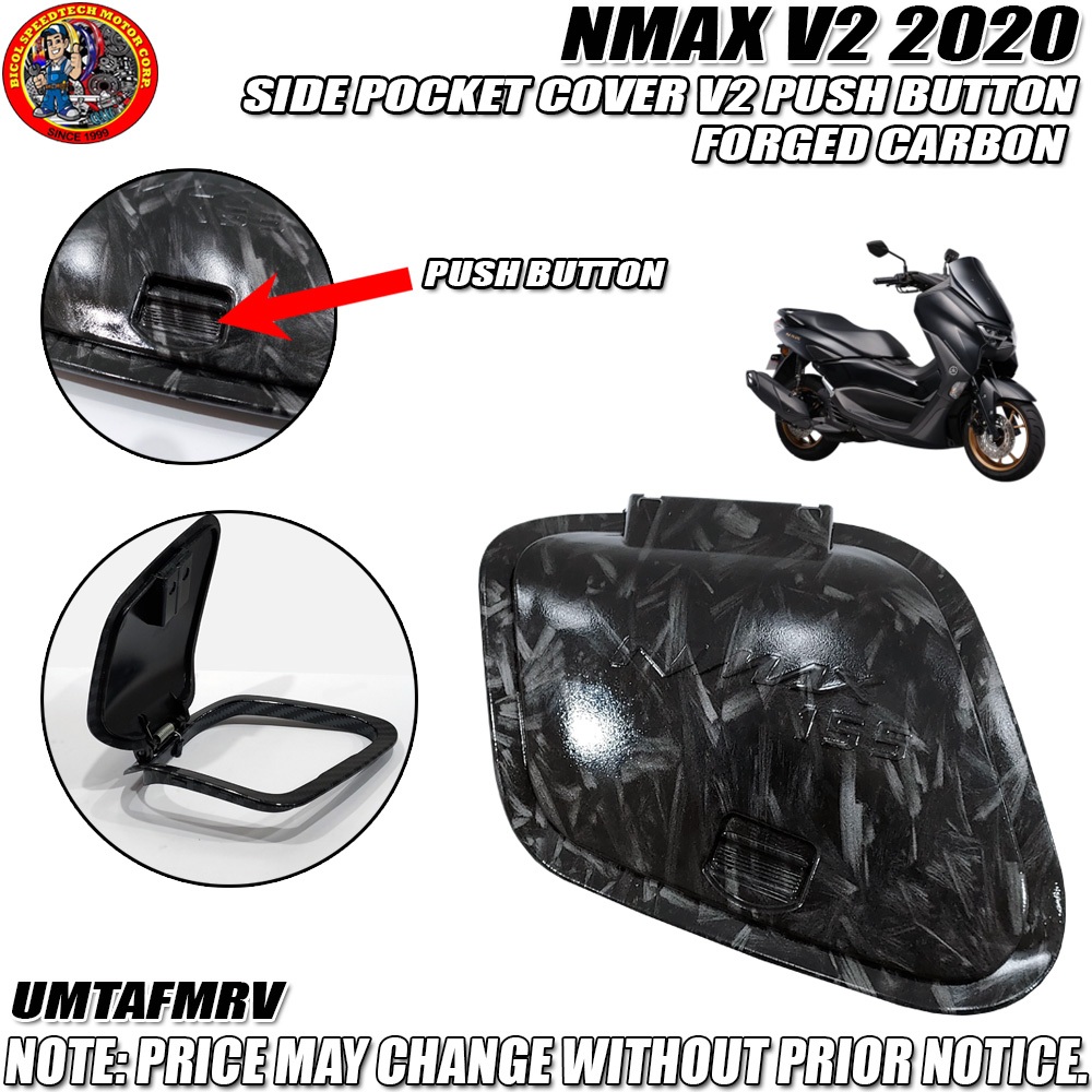 NMAX V2 2020 SIDE POCKET COVER V2 PUSH BUTTON FORGED CARBON (UMTAFMRV ...