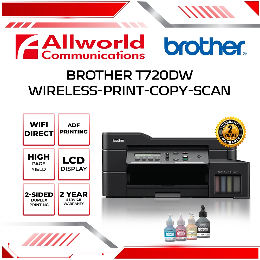 BROTHER DCP-T720DW 3-in-1 (Print-Copy-Scan) ADF w/ LCD Display Wi-Fi ...