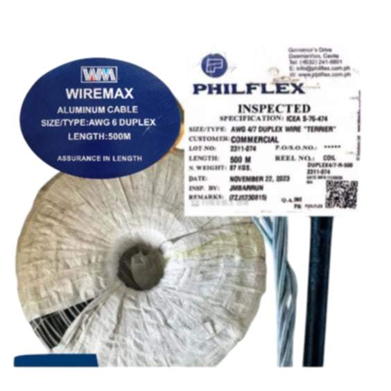 PHILFLEX/Wiremax Service Drop Wire DUPLEX ACSR AWG6/7 & 4/7 x 500 Meter ...