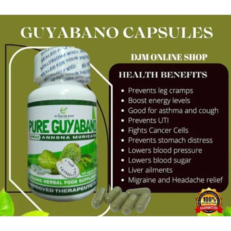 Pure Guyabano Herbal Capsule Food Supplement 500mg/100capsule | Shopee ...