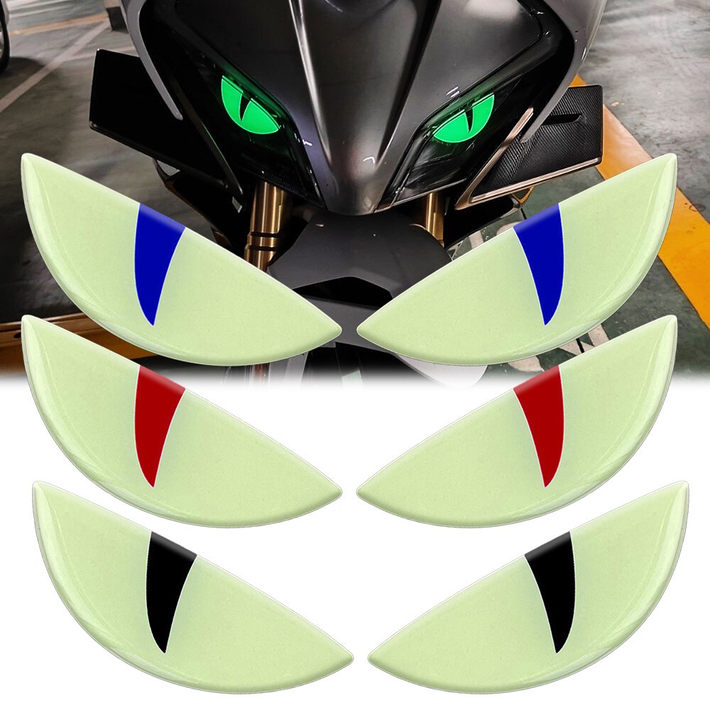 MOTEX Motorcycle Luminous 3D Devil Eye Sticker Cat Eye Decal Suitable ...