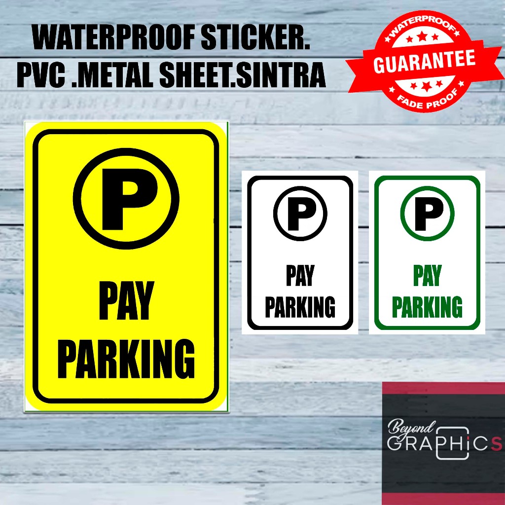 BG Pay Parking Sign Sticker PVC Sticker Metal Sheet Waterproof | Shopee ...