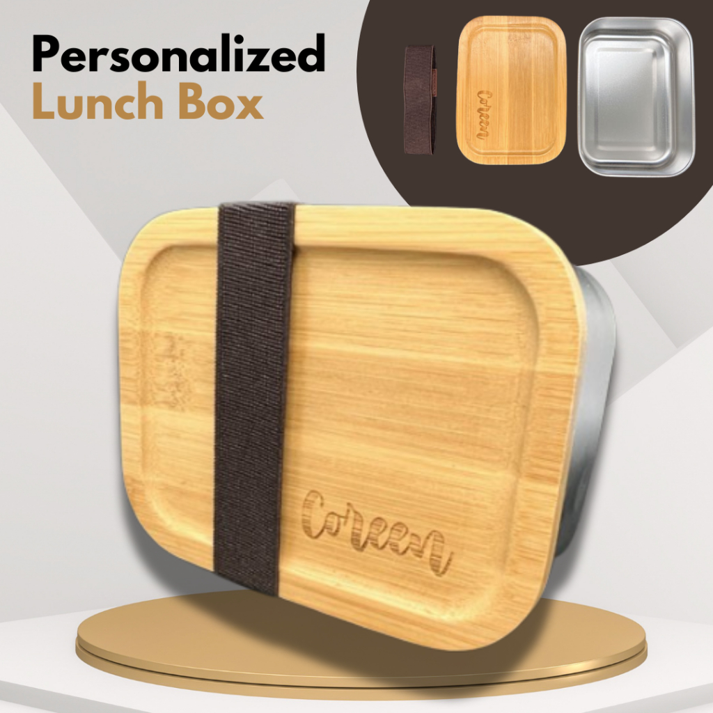 Personalized Laser Engraved Stainless Bento Lunch Box - Bamboo Lid Wood ...