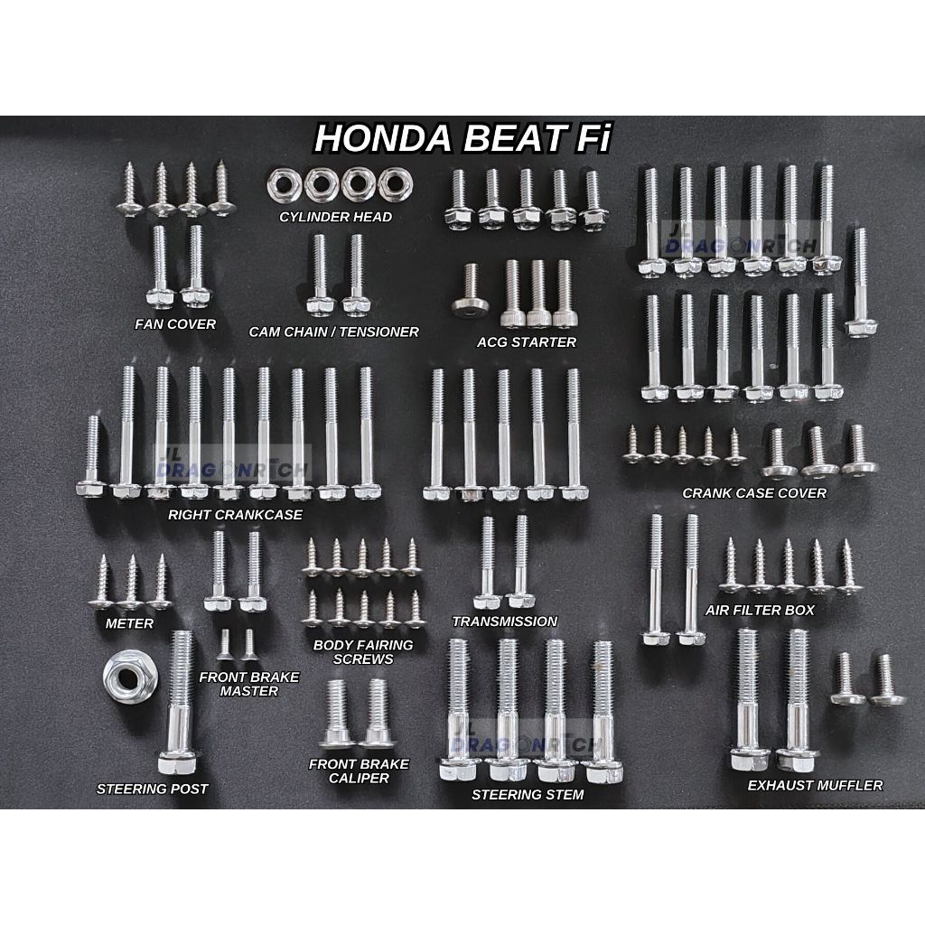 HONDA Beat Fi Complete Bolt Set Replacement Turnilyo Bolt Hi-Tensile ...