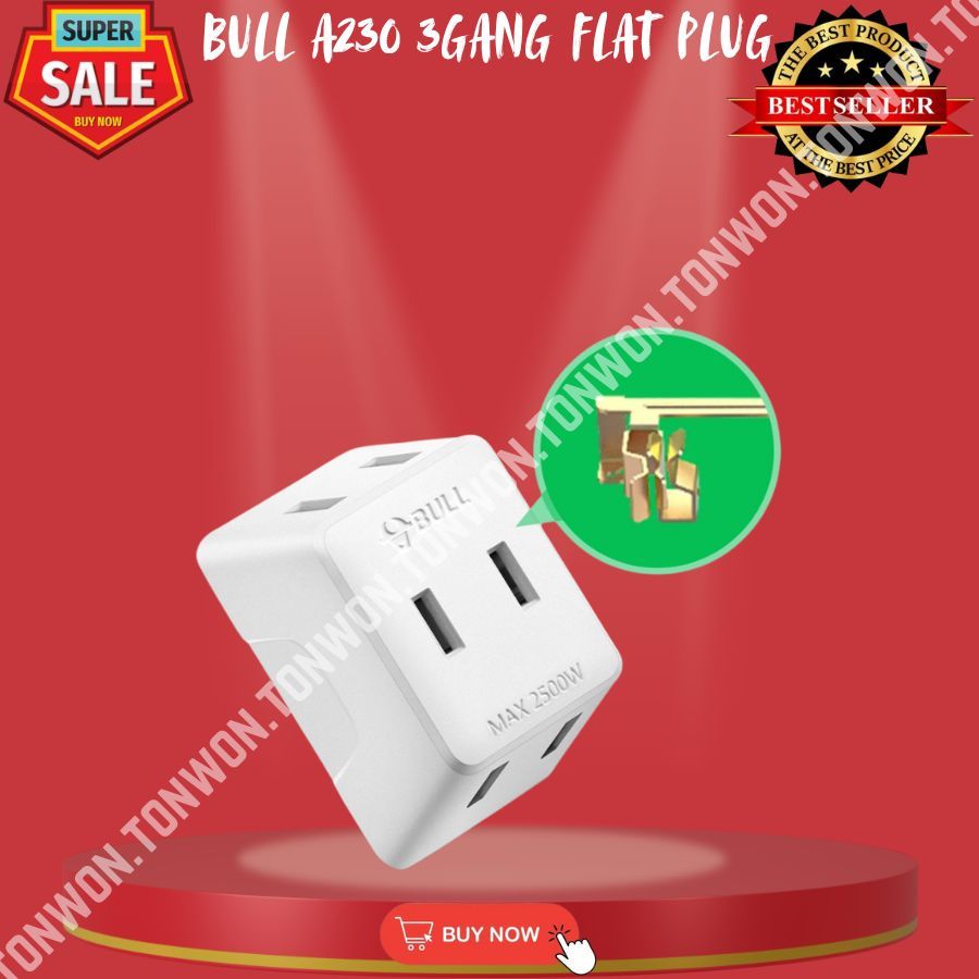 BULL A230 3Gang FLAT PLUG ADAPTER OCTOPUS TRAVEL ADAPTOR | Shopee ...