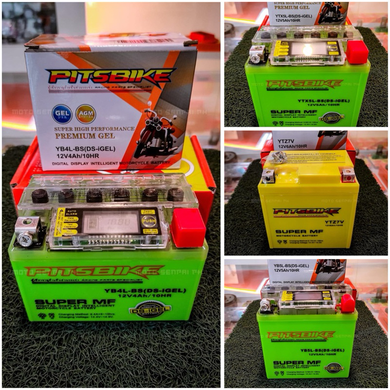 Pitsbike Battery w/ Voltmeter Digital 4L 5L 5A Ytx7V Xrm / aerox / Mio ...