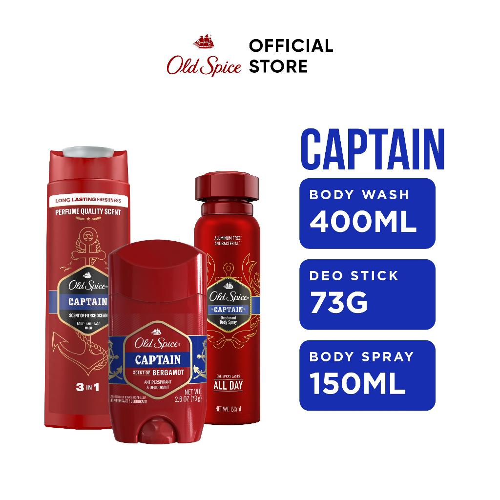 Old Spice Freshness Regimen Captain Bundle (Bodywash 400mL + Deo Stick ...