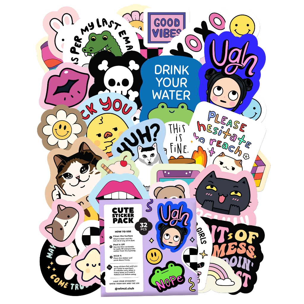 Cute Vinyl Sticker Pack, Cute Waterproof Vinyl Decal Sticker, Sticker ...