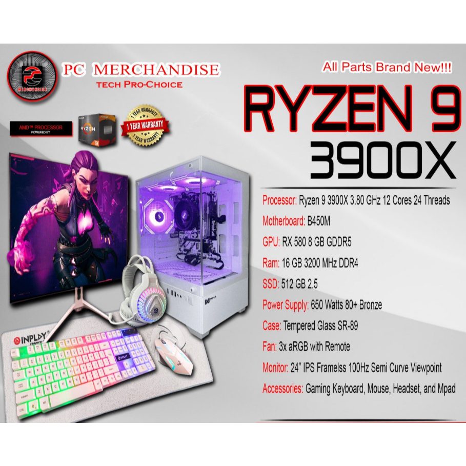 RYZEN 9 3900X GAMING SET [16GB RAM DDR4] [1TB SSD/500GB HDD] [GRAPHICS CARD RTX 3050] [1 YR ...